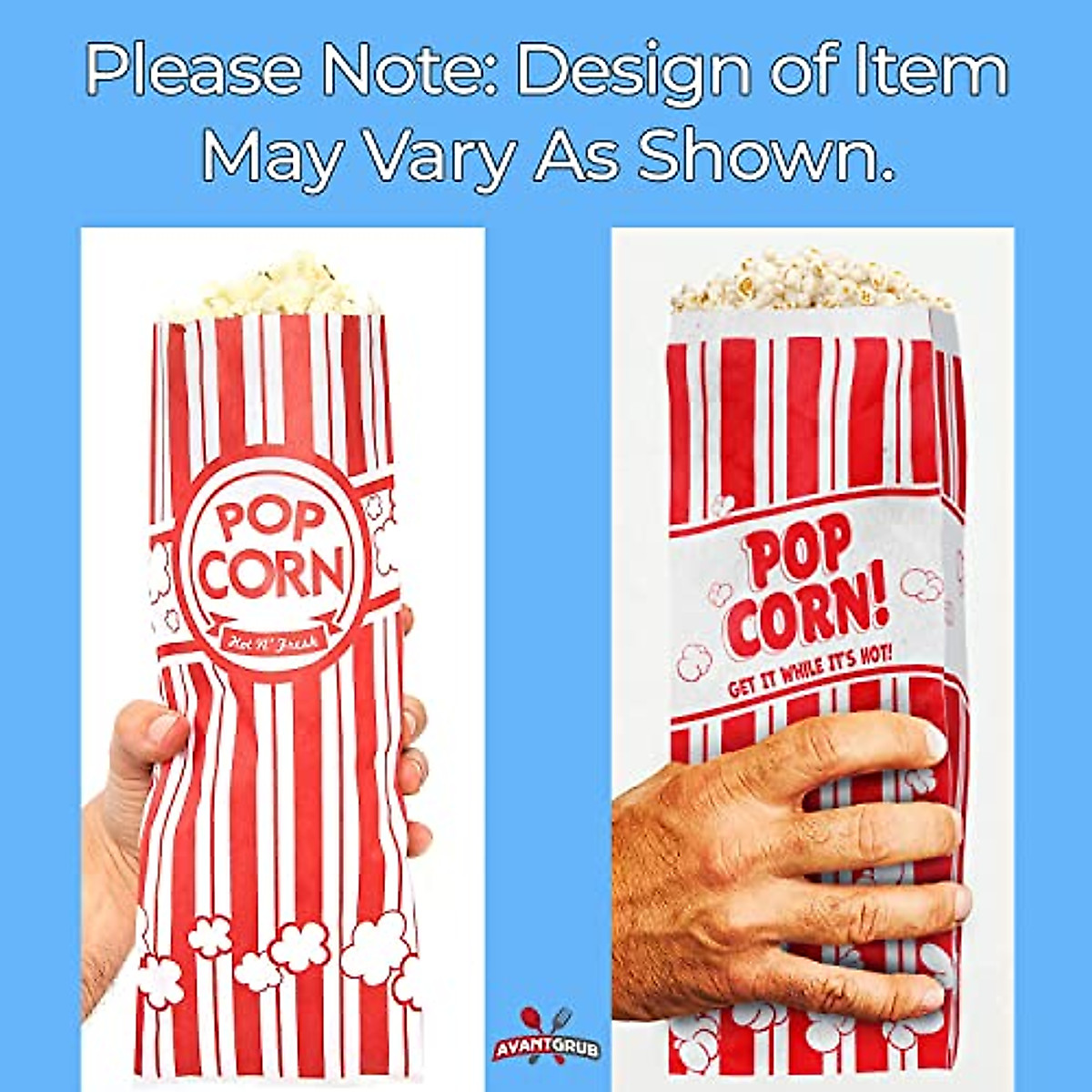 Leak-proof, Grease Resistant Popcorn Bags 500 Pack. Tear Resistant, Single Serving 2oz Paper Sleeves in Nostalgic Red/White Design. Great Movie Theme Party Supplies, Retro Carnivals & Fundraisers