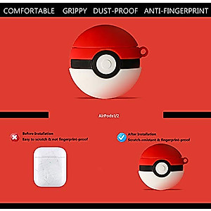 KAKUYI AirPods Case Cover with Keychain, Soft Silicone 3D Cute Cartoon Animal Character Kawaii Fashion Cover Funny Protective Case Compatible with AirPod 2 & 1 (Elf Ball)