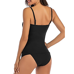 BIKINX Tankini Bathing Suits for Women Plus Size Swimsuit Best Tummy Control Swimwear Black