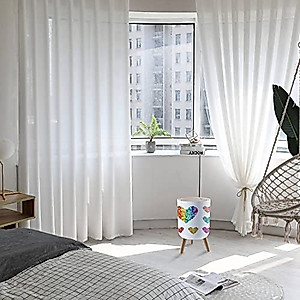 IBPNKFAZ89 Small Trash Can with Lid Set of Glitter Color Hearts Gold Blue red Pink Sequins Icons on White Garbage Bin Wood Waste Bin Press Cover Round Wastebasket for Bathroom Bedroom Office Kitchen