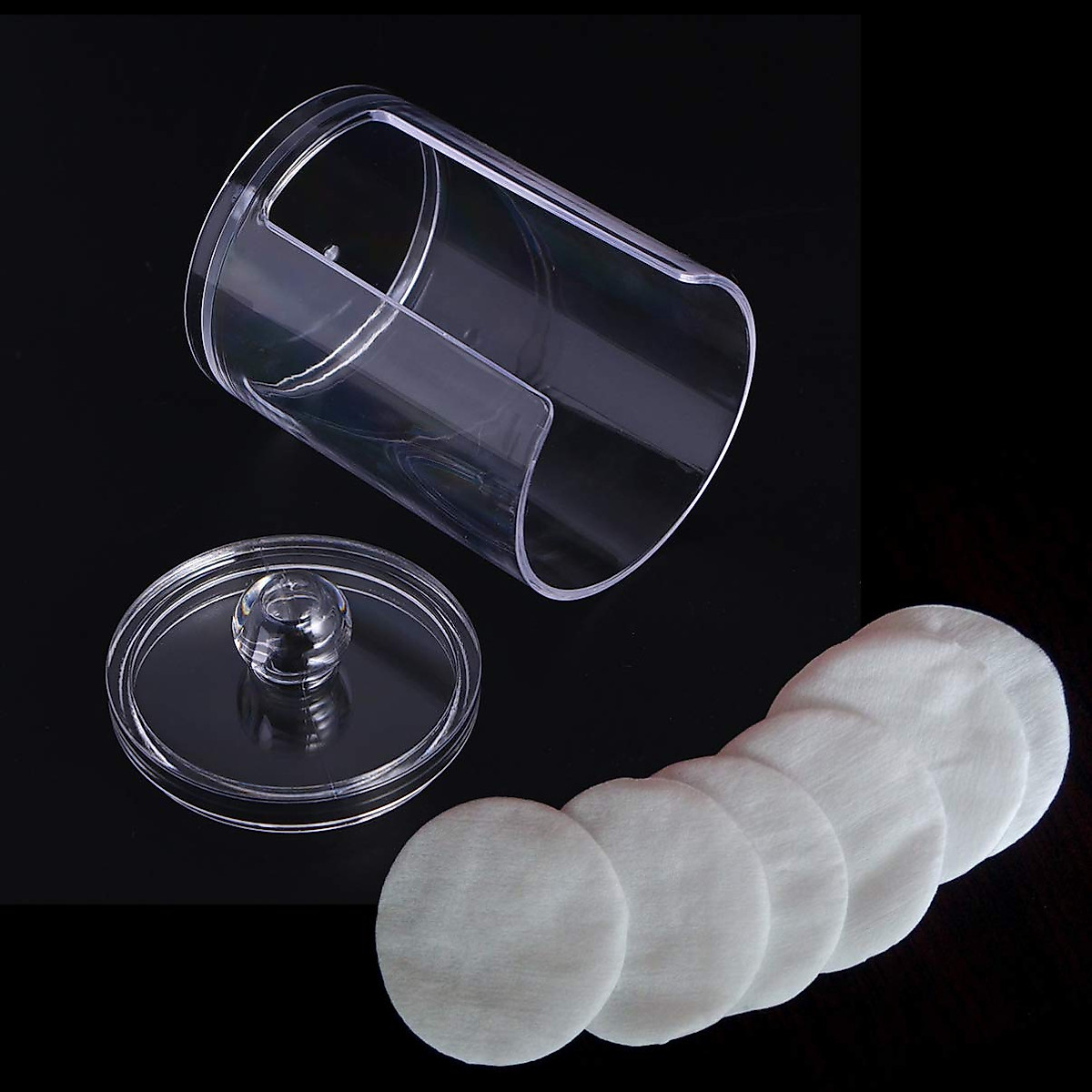 TOPBATHY Storage Containers Clear Canisters Round Canister Round Storage Container Cotton Pad Plastic Box