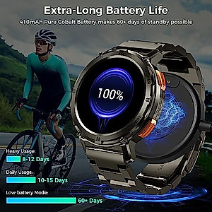 KOSPET Smart Watch AMOLED Display 2 Bands(Metal+Rubber) 60 Days Ultra-Long Battery Life (Call Receive/Dial) 70 Sports Modes 5ATM/IP69K Waterproof Smartwatches for Android iPhone
