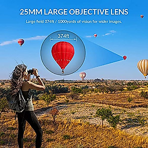 Binoculars for Kids and Adults, 10x25 Compact Binoculars Lightweight with Low Light Night Vision, Small High Powered for Bird Watching Hunting Travel Sightseeing Outdoor Sports and Concert…