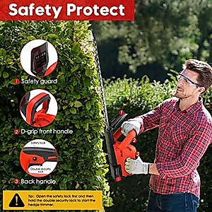 Electric hedge trimmer cordless 21V 3000mAh Battery Hedge Trimmer 22-Inch Power Hedge Trimmer With Battery And Charger, Dual Action Blade 3/5" Cut Capacity, 1500 RPM Bush Trimmer Cordless Outdoor Tool