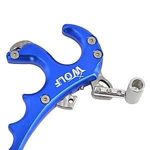 ZSHJGJR Archery Compound Bow Release Aid Thumb Bow Release Trigger 4 Fingers for Compound Bow Accessory (Blue)