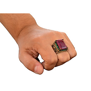 Falcon Jewelry Real Natural Ruby Gemstone Ring, 15.50 Carat, Sterling Silver Ring, Raw Stone, Byzantine Ring red