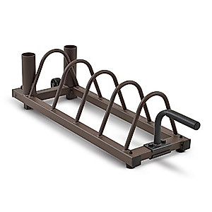 Steelbody Horizontal Plate and Olympic Bar Rack Organizer with Steel Frame and Transport Wheels STB-0130, brown 41”L x 11”W x 9.5”H