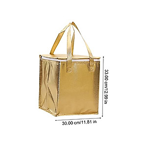 Abaodam 2pcs Baking Tote Car Tote Organizer Tote Bag Foldable Lunch Bag Insulated Shopping Bag Insulated Coffee Car Commercial Catering Bag Non-woven Fabric Golden Take-out Food Bag Food