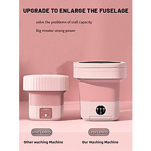 Portable washing machine,Mini Washer,11L upgraded large capacity foldable Washer.Deep cleaning of underwear, baby clothes and other small clothes.Suitable for apartments, dormitories, hotels. (Pink)