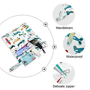 AUUXVA Wet Dry Bags Set Cartoon Airplane Helicopter,Cloth Diaper Wet Bag Waterproof Reusable with Two Zippered Pockets for Travel Beach Pool Swimsuits Wet Clothes,2pcs