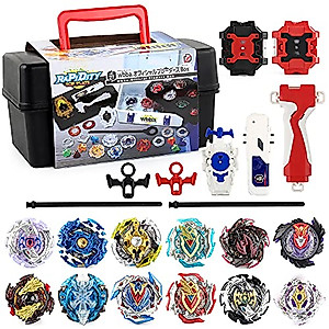 PWTAO Bey Battling Top Burst Launcher Grip Toy Blade Set Game Storage Box 12 Top Burst Gyros 3 Launchers Great Birthday Gift for Boys Children Kids