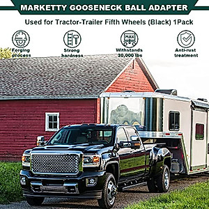 Gooseneck Ball Adapter - Fifth Wheel Kingpin to 2-5/16 Inch Gooseneck Ball Towing Receiver Adapter - Silver
