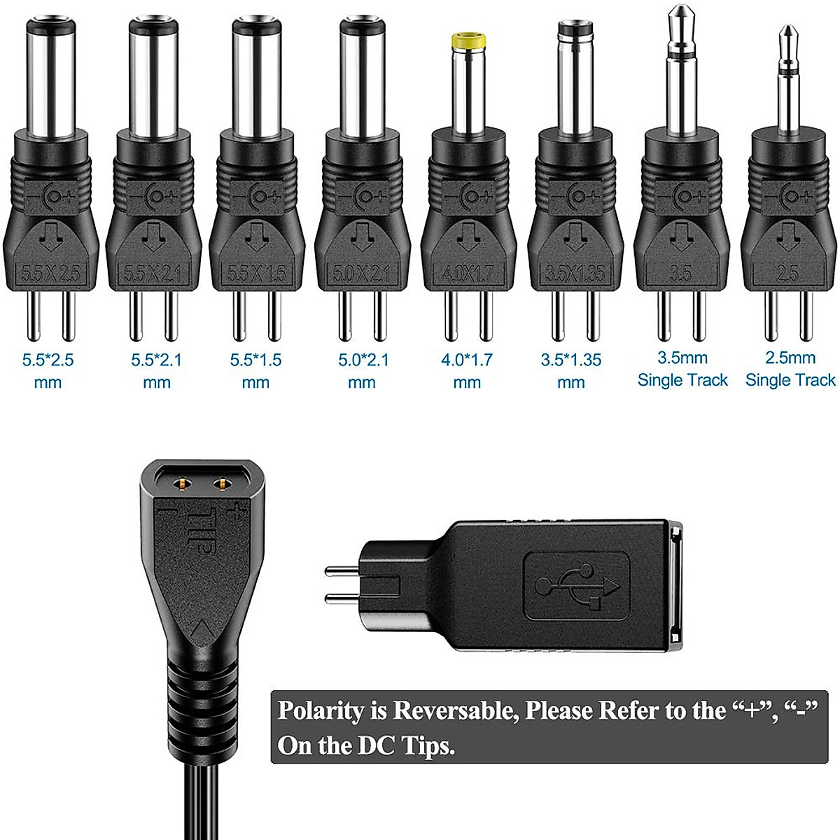 SoulBay 12W Universal AC Adapter Reversible Polarity Multi Voltage DC Power Supply, with 9pcs Adaptor Tips, Compatible with 3V to 12V Household Electronics, 1.2Amp Output