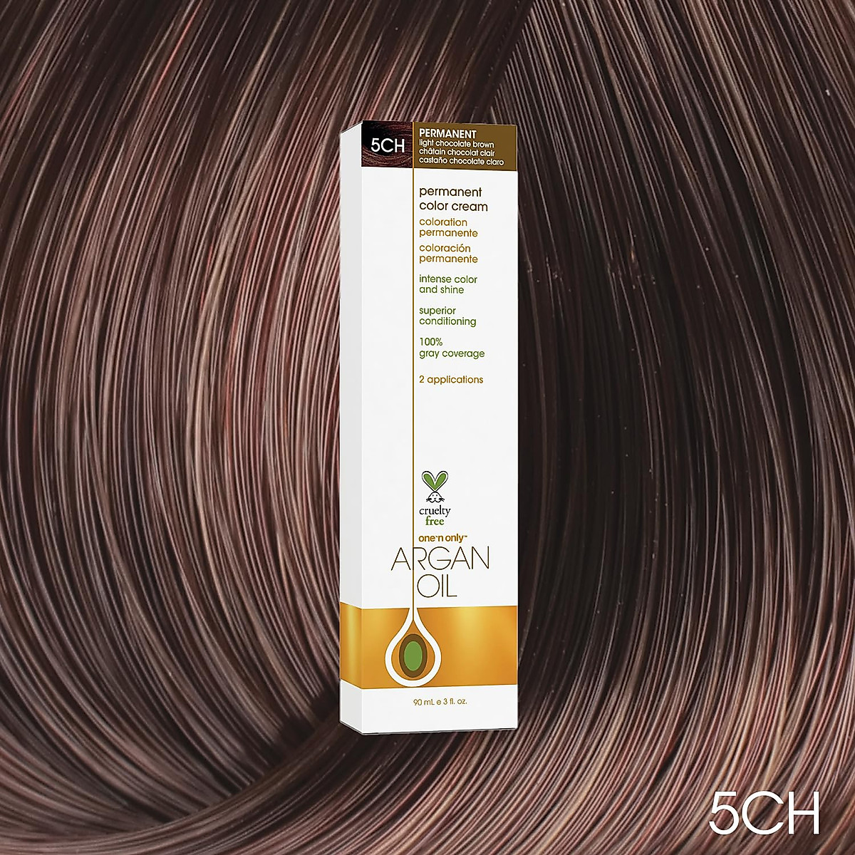 One N' Only Permanent Hair Color - Permanent Hair Dye Made with Argan Oil - Delivers Rich, Accurate Tones with Gray Coverage - Improves Moisture & Elasticity - 5CH Light Chocolate Brown (3 oz)