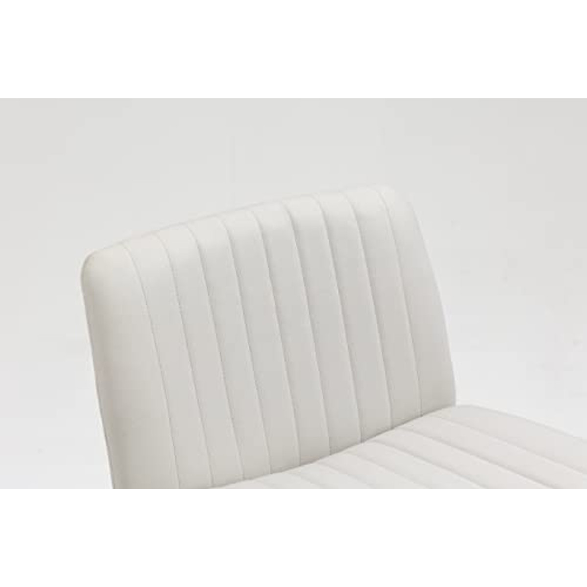 pouseayar Desk Chair No Wheels, Armless Morden Style Office Chair Adjustable Handle with PU Leather and Soft Backrest for Home, Living Room, Office, Reading Room - White