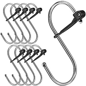 S Hooks, 8Pcs S Hooks for Hanging with Safety Buckle, 3.5 Inch Heavy Duty S Shaped Hooks for Kitchen, Closet