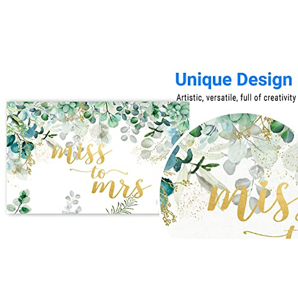 Funnytree Rustic Miss to Mrs Bridal Shower Backdrop Green Forest Leaves Floral Background Wedding Bride to Be Engagement Bachelorette Decoration Supplies Photo Booth Props