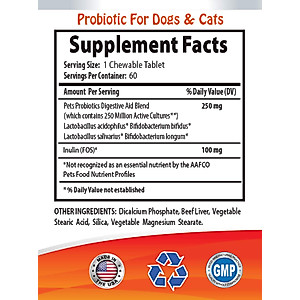 MY LUCKY PETS LLC Dog probiotic Bites - PET PROBIOTIC - Dogs and Cats - Digestive Boost - GET RID of Bad Breath and Stop Diarrhea - Beef Liver Supplement - 1 Bottle (60 Treats)