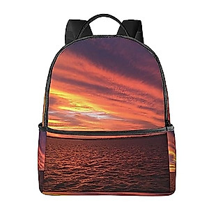 OPSREY Hervey Bay Sunset Cruise Print Backpack Laptop Bag Multiple Pockets Casual Travel Shoulder Bag For Men Women