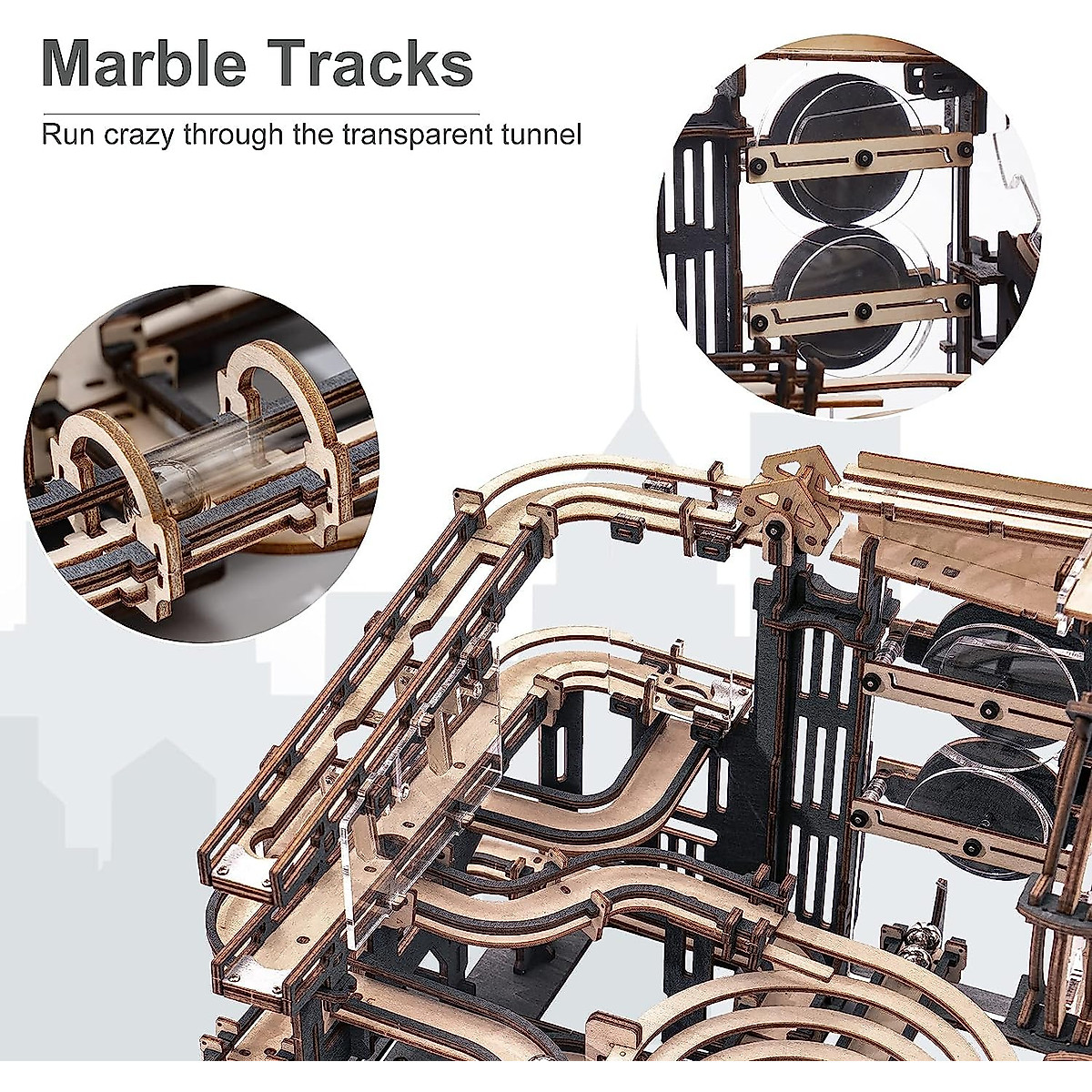 ROKR 3D Wooden Puzzles for Adult, Marble Run Puzzle Model Mechanical Marble Run Building Kits DIY Toy Hobbies for Adults for Men, Women