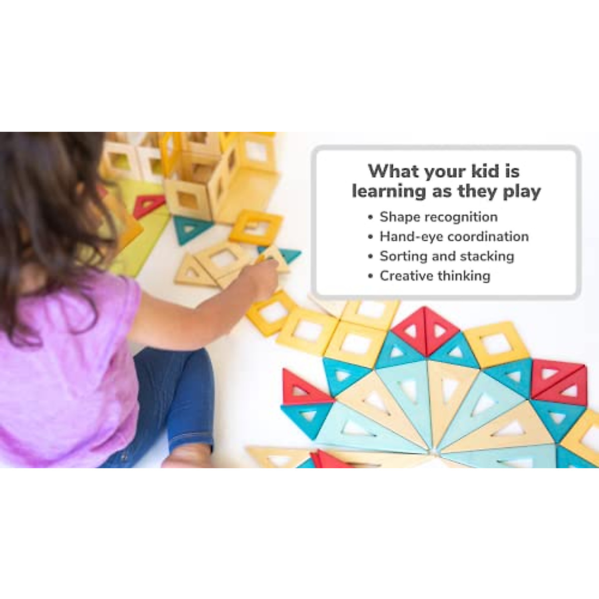 Earthtiles Wooden Magnetic Tiles by Big Future Toys - 100 Piece Set | Montessori Toys | Sensory Toys | Wooden Magnetic Blocks | STEM Building Toys | Wooden Blocks for Toddlers| Toddler Toys Age 3+