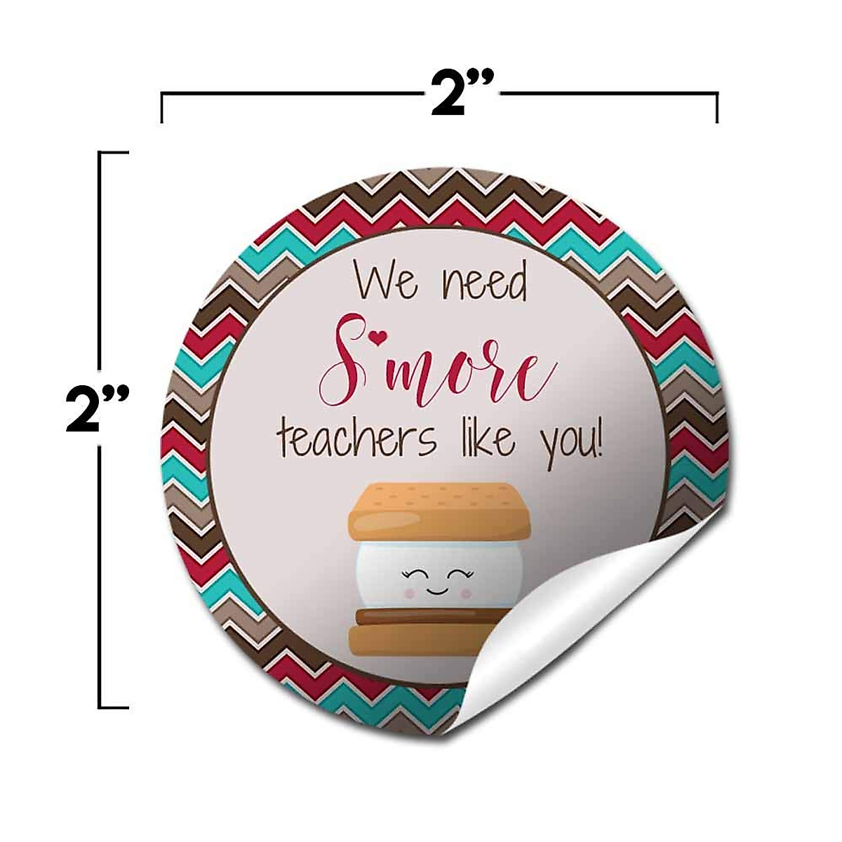 S’More Teachers Like You Teacher Appreciation Thank You Sticker Labels, 40 2" Party Circle Stickers by AmandaCreation, Great for Envelope Seals & Gift Bags