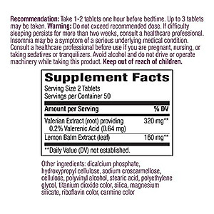 Nature’s Way Valerian Nighttime, Herbal Sleep Aid*, 320 mg per Serving of Valerian Extract, Gluten-Free, 100 Tablets