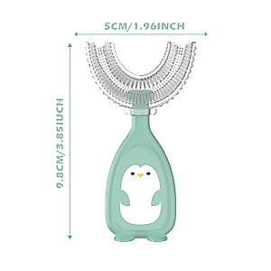 Wosninba 2PCS Kids U Shaped Toothbrush 360° Manual Toothbrush with Silicone Brush Head Full Mouth Toothbrush for Toddlers and Children (Style A)