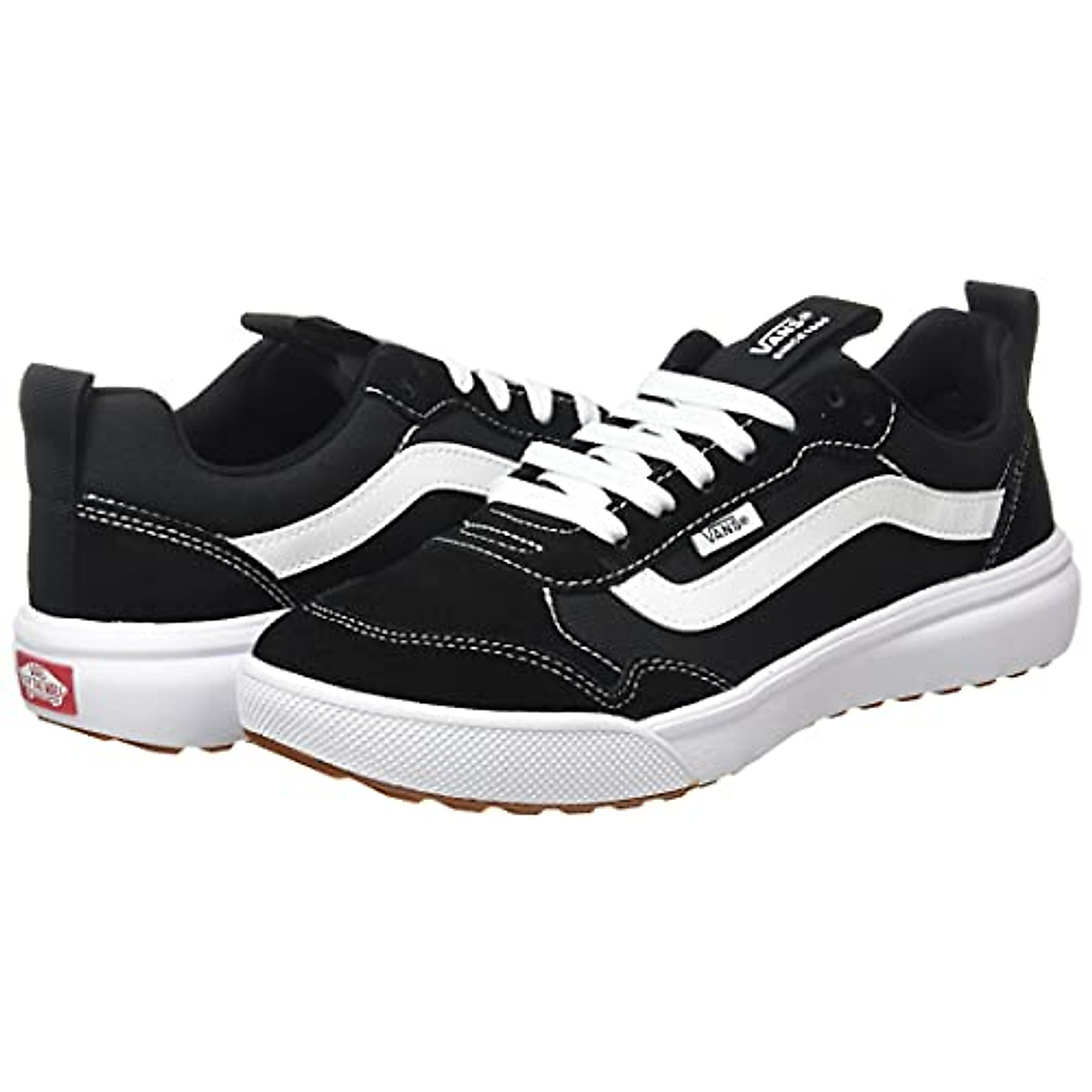 Vans Men's Low-Top Trainers Sneaker, Suede Canvas Black White, 11.5