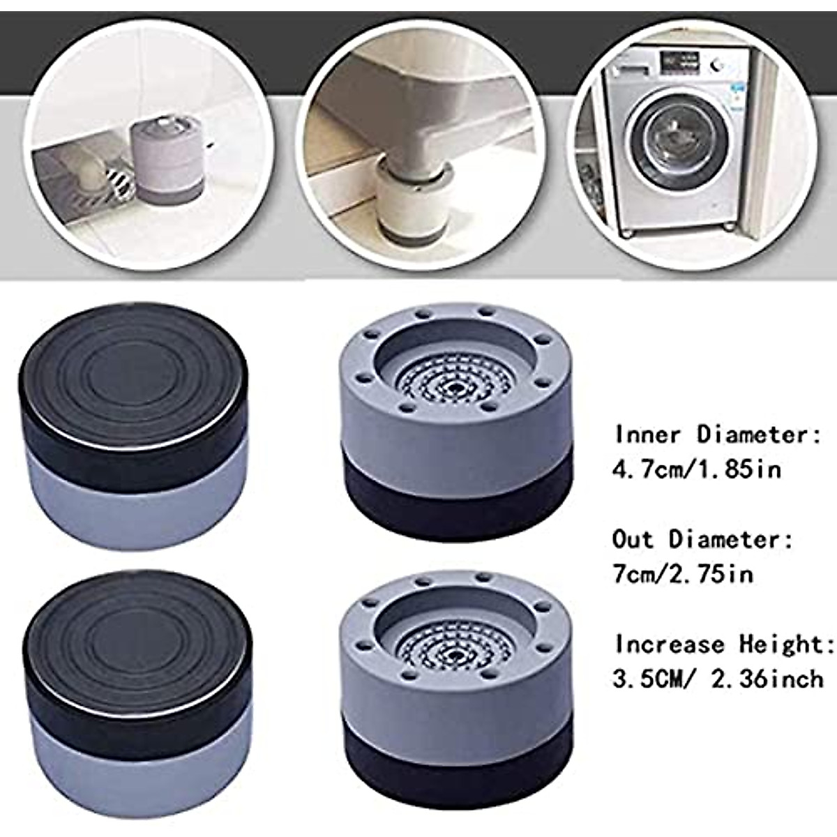 4PCS Shock and Noise Cancelling Washing Machine Support,Washer And Dryer Anti-Vibration Pads, Washing Machine Foot Pads for All Washing Machine detachable pads for fridge and Dryer Raise Height