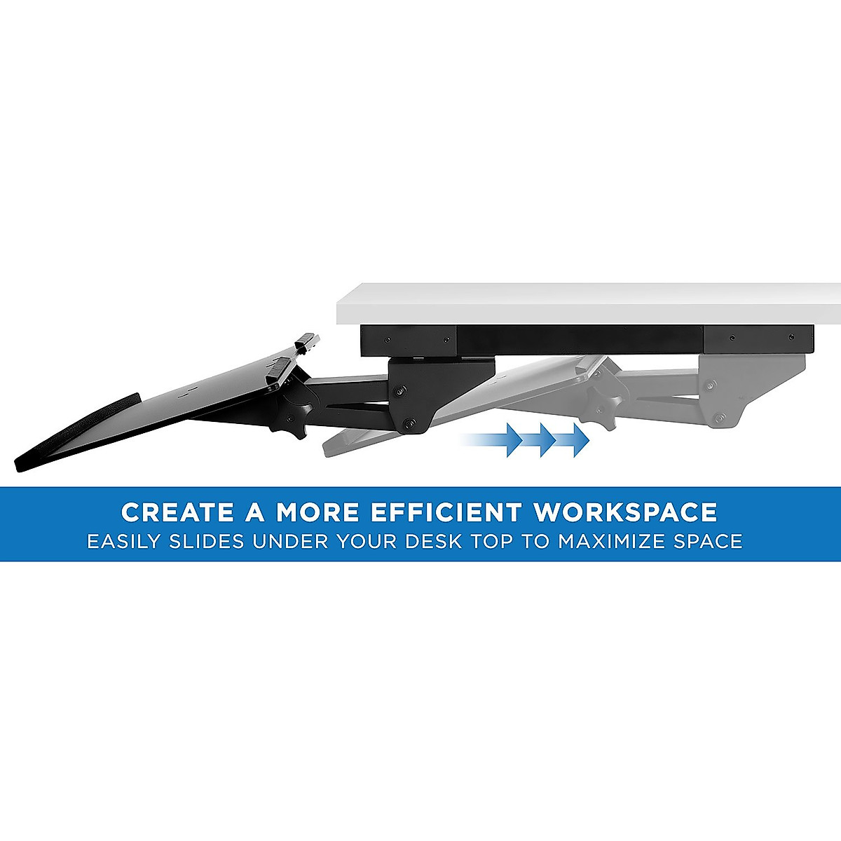 Mount-It! Under Desk Computer Keyboard and Mouse Tray, Ergonomic Keyboard Drawer with Gel Wrist Pad, Black