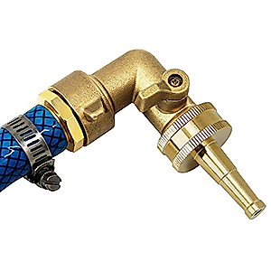 Twinkle Star 90 Degree Garden Hose Elbow with Shut Off Valve 2 Pack, 3/4" Heavy Duty Hose Adapter with 2 O-rings, Solid Brass Gooseneck Garden Hose Connector