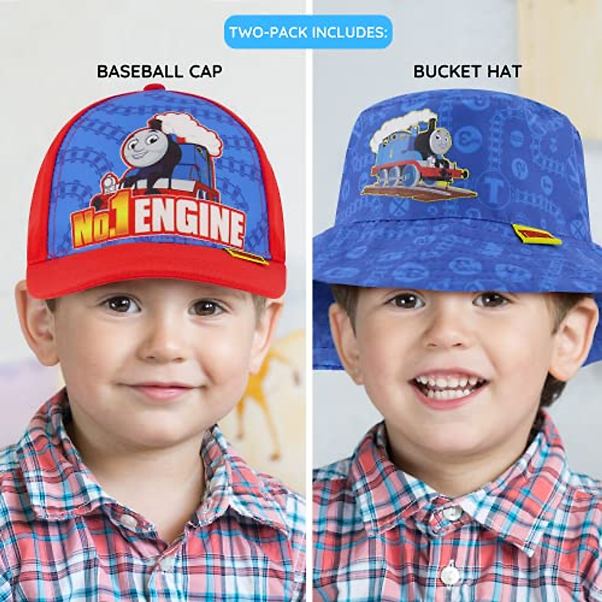 Mattel Toddler Sun Hat, Or Thomas & Friends Kids Bucket Hat and Matching Baseball Cap for Boys, Age 2-4