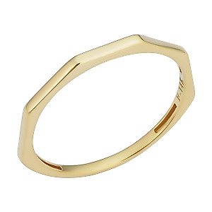 KoolJewelry Minimalist Women's 14k Yellow Gold 1.5mm Hexagon Geometric Ring (size 7)