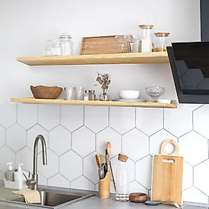 tonchean Floating Shelves 49 inch Pine Wooden Shelf with Ledge, 2 Pcs Long Floating Shelf with Lip for Wall, Picture Shelf for Living Room Bedroom Kitchen