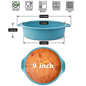 Luckypai 9 Inch Silicone Round Cake Pans, BPA Free, Nonstick, Heat Resistant, Easy to Clean, Perfect for Baking Cakes, Cheesecakes, Rainbow Cakes, Chocolate Cakes, and More