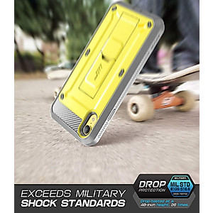 SUPCASE iPhone XR Case, Full-Body Rugged Holster Kickstand Case with Built-in Screen Protector for Apple iPhone XR 6.1 Inch (2018 Release), Unicorn Beetle Pro Series -Retail Package (Yellow)