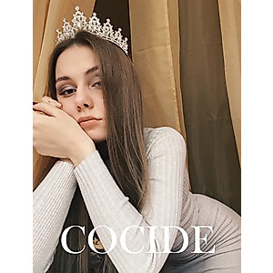 COCIDE Silver Tiaras and Crowns for Women Crystal Headband for Girl Clear Rhinestone Hair Accessories for Bride Wedding Bridal Prom Birthday Party Queen Princess Decorations Halloween Costume Cosplay