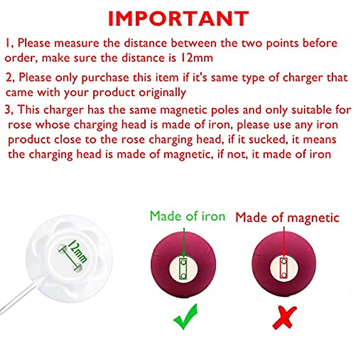 BATSOEASY 2.4Ft Rose Charger, Magnetic USB Charger Cable Cord Fast Charging Dock Station for Rose Only