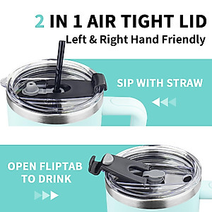 StarSpeed 40 oz Tumbler with Handle and Straw Lid | Stainless Steel Water Bottle Travel Mug Reusable Insulated Cup With Lid And Straw, Keep Cold Heat and Ice for Hours(40oz,Dew)