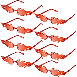 EBOOT 8 Pairs Fire Flame Glasses Rimless Fire Flame Sunglasses for Women Men Summer Beach Wedding Accessory (Red)