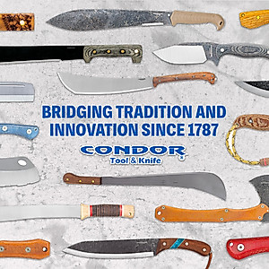 Condor Tool & Knife Cleaver Knife | Full Tang Butcher Knife with a Blasted Satin Finish | 1075 High Carbon Steel Meat Cleaver with a Walnut Rivet Handle | 7.17 in Blade | 8.47oz (2.2mm Thick)