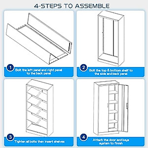 Maemttes 72" Metal Storage Cabinet with Doors and Shelves, Tall Garage Cabinets Lockable File Cabinet, Heavy-Duty Locker Cabinet Tool Cabinet for Garage, Office, Home, Kitchen (Black)