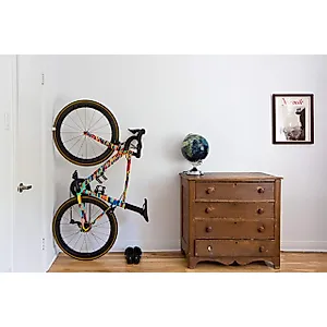 Hornit CLUG Bike Clip Storage Rack & Mount System - World’s Smallest Bike Rack for Indoor/Outdoor Bike Storage - Won't Damage Rims, Tires - Roadie Fits Tires 1" - 1.25" / 23-32mm - Black/Black