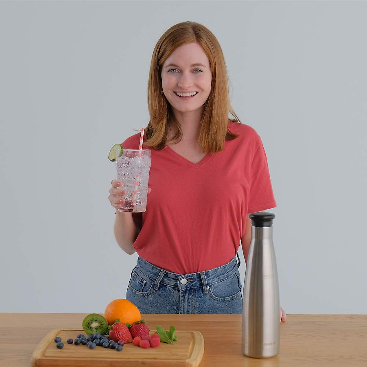 MOSA Soda Splash Portable Soda Maker Water Bottle Made from Food-Grade Stainless Steel, 750 ml (25 oz) - Make Healthy and Tasty Fizzy Drinks Instantly!