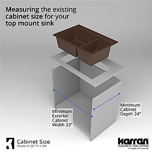 Karran QT-711 Drop-In Quartz Composite 33 in. 1-Hole 60/40 Double Bowl Kitchen Sink Kit in Brown