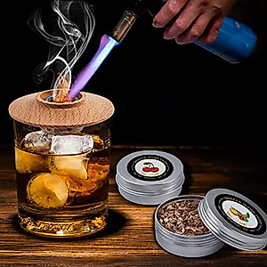 Cocktail Smoker Kit,Old Fashioned Whiskey Bourbon Drink Smoker Kit, Cherry Pecan Apple Oak four Kinds of Wood Chips for Whiskey and Bourbon .For Your Friends, Husband, Dad.（No Butane）