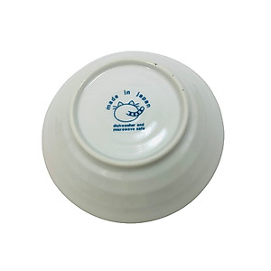 JapanBargain 2562, Japanese Porcelain Shallow Soup Bowl for Dinner Lunch Rice Poke Donburi Udon Ramen Noodle Pasta Cereal Maneki Neko Lucky Cat Pattern for Cat Lovers Made in Japan, 6.75-inch, Blue