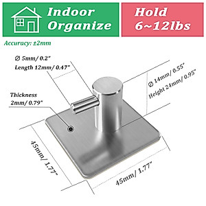 Jekoo Adhesive Hooks Heavy Duty, Over The Door Hooks Stick on Wall Hangers Towel Hooks Waterproof Stainless Steel Adhesive Towel Rack for Bathroom Kitchen Cabinet Door - 4 Packs