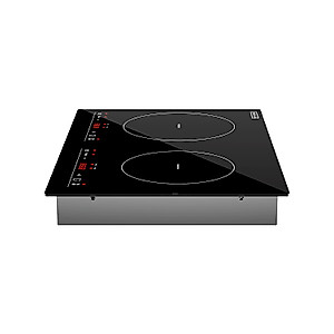 Empava Electric Induction Cooktop Stove with 2 Burners in Black Vitro Ceramic Smooth Surface Glass 120V, 12 Inch